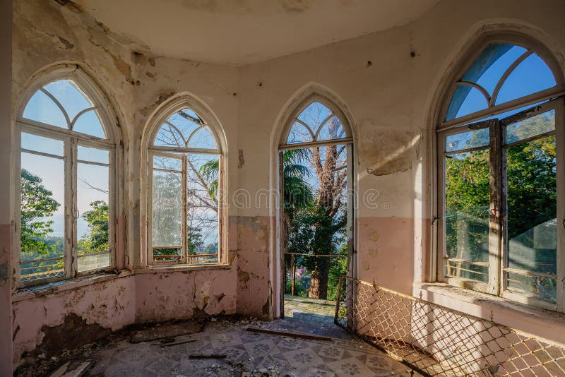 Old Shabby Room of Abandoned Mansion in Gothic Style Stock Photo ...