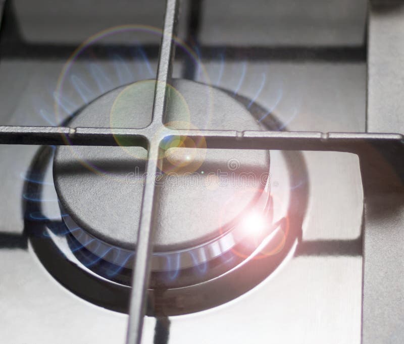 Old Shabby and Scratched Gas Column. Gas Burns, and the Wick Close-up ...