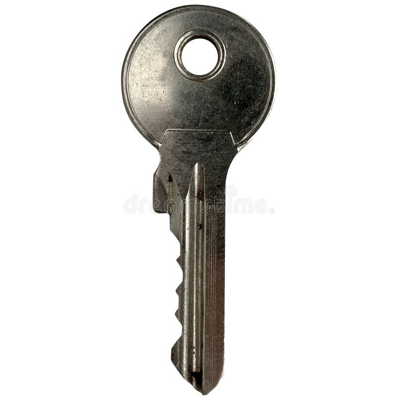 Old Shabby Silver Door Lock Key on a White Isolated Background Stock ...