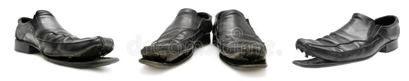 Old Shabby, Torn-soled Shoes from Different Angles Isolated on White ...