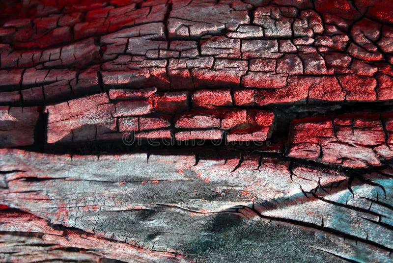 Old Shabby Tree Trunk Surface with Burned Stains, Red Palette ...