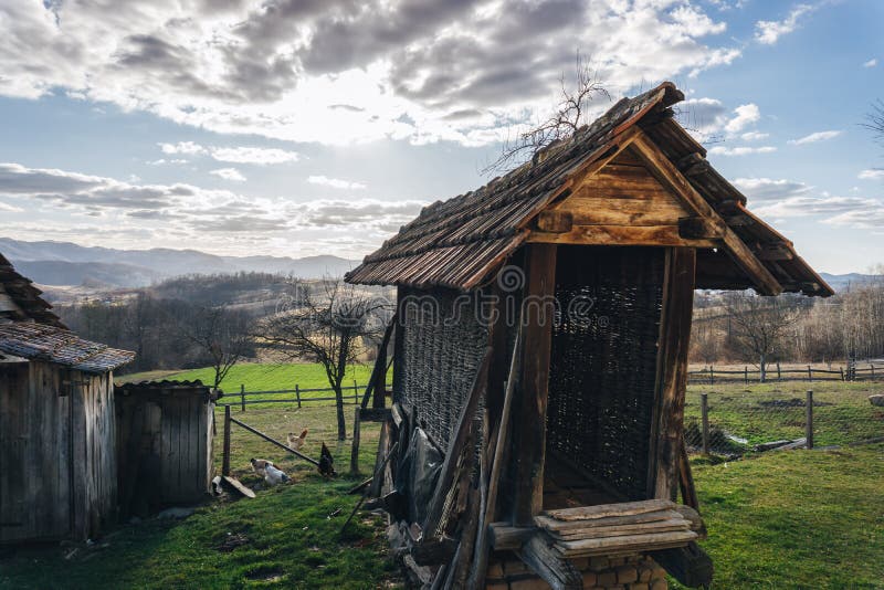 Old shack on a farm stock image. Image of shelter, mountain - 173452109
