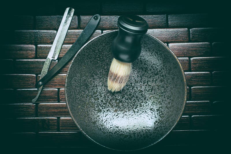 Old Shaving Instruments: Razor and Brush. Stock Image - Image of ...