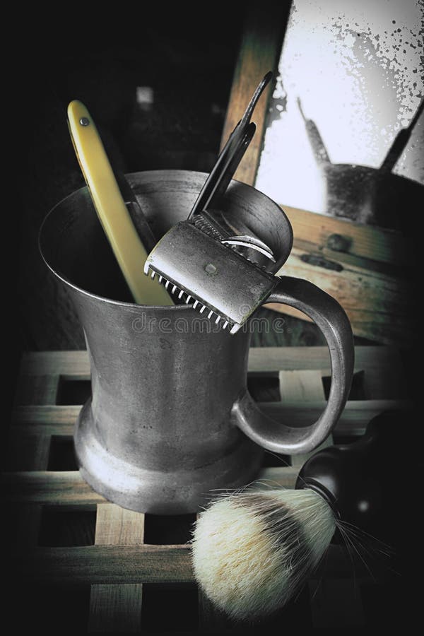 Old shaving instruments stock photo. Image of brush - 189159574