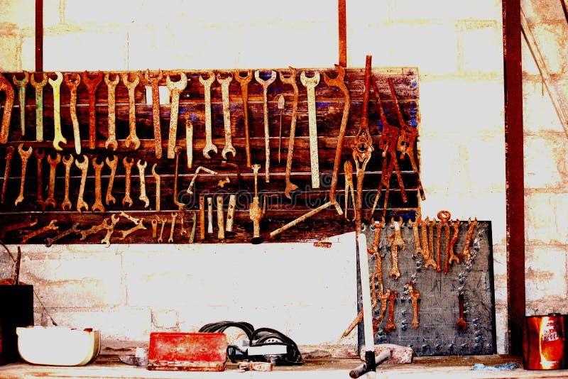 Old Shed with Rusty Tools and Equipment Editorial Stock Image - Image ...
