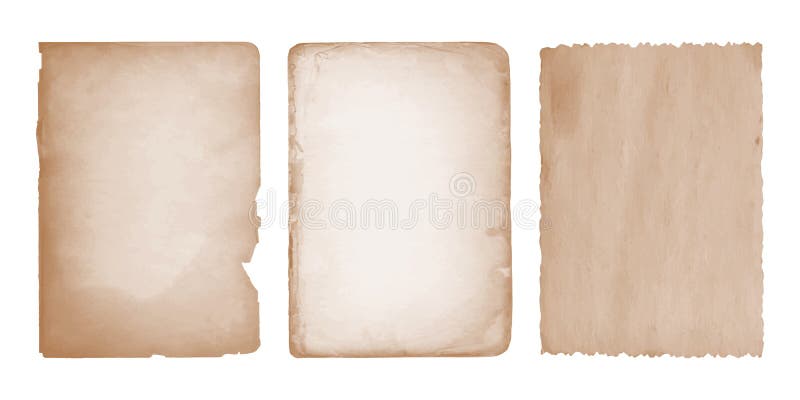 Vintage Faded Paper Sheets with Ripped Edges. Old Antique Paper Set ...