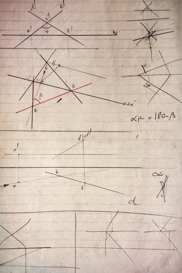 Old Sheet of Paper with Geometry Drawings Stock Image - Image of ...