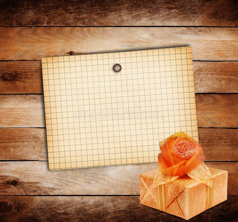 Old Sheet of Paper with Gift Box Stock Image - Image of natural ...