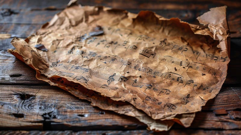 Old Sheet of Paper with Music Notes Stock Photo - Image of aged ...