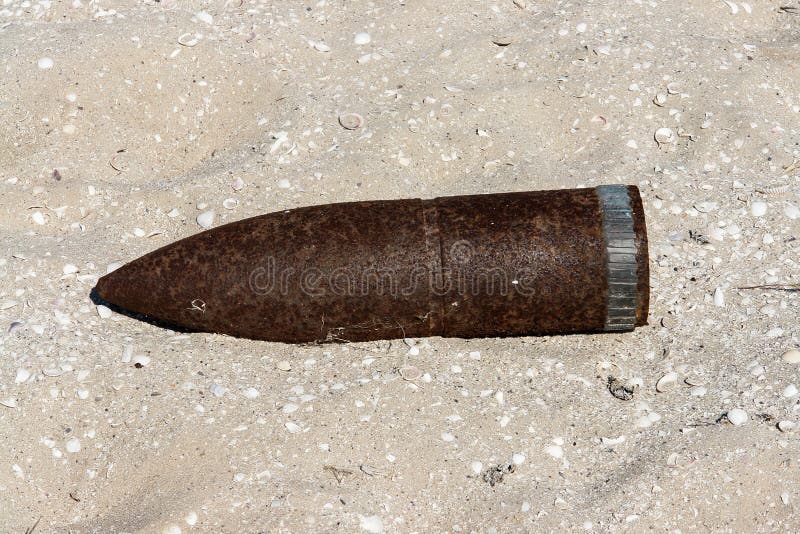 An Old Shell Covered with Rust after War Stock Photo - Image of ...