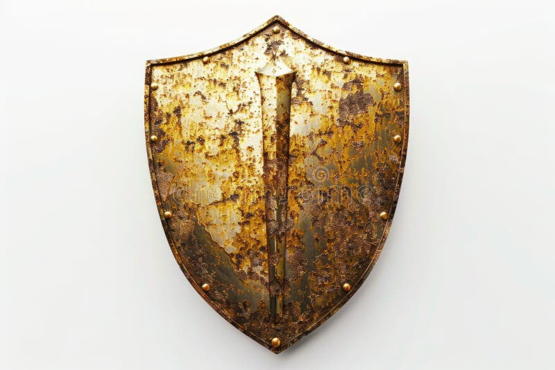 Old Shield Attached To a Stone or Brick Wall, with Rusty Details Stock ...