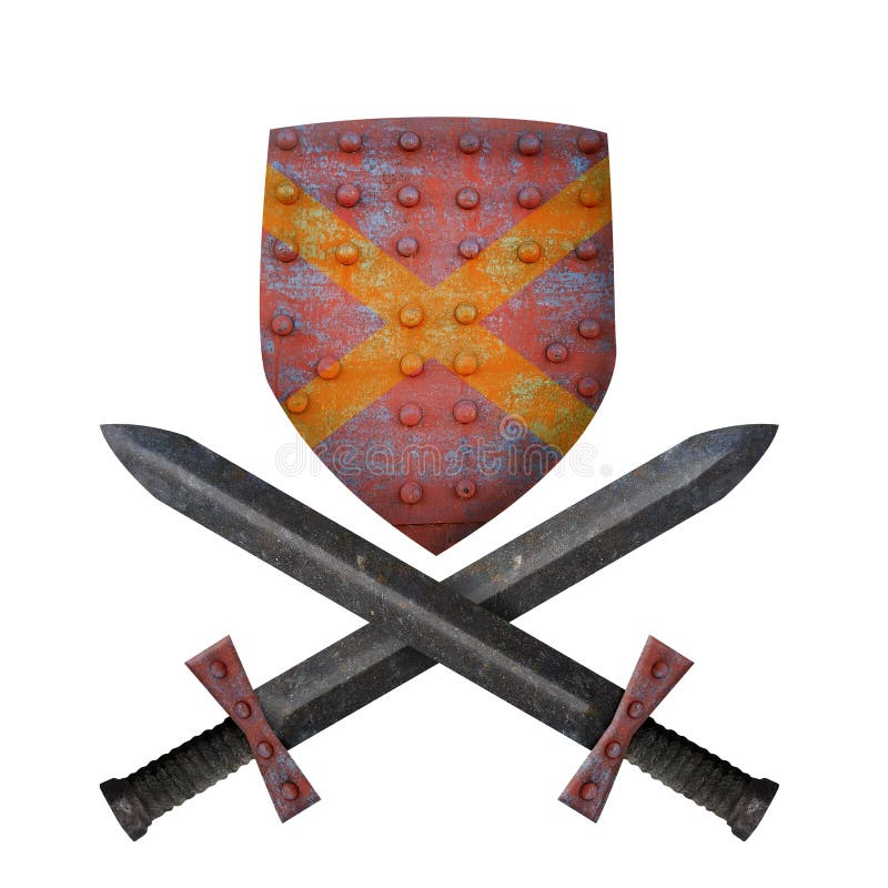 Shield with two swords stock photo. Image of rioja, white - 104137638
