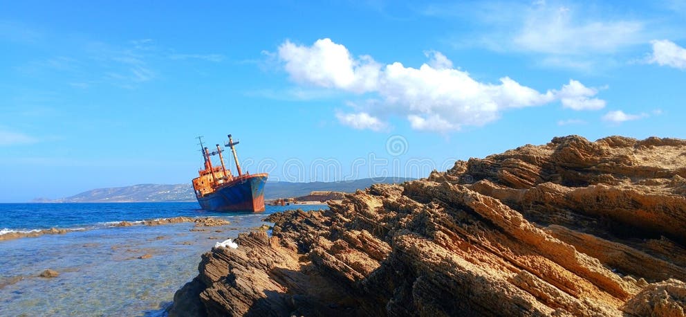 An Old Ship on the Beach in Bizerte Stock Photo - Image of bizerte ...