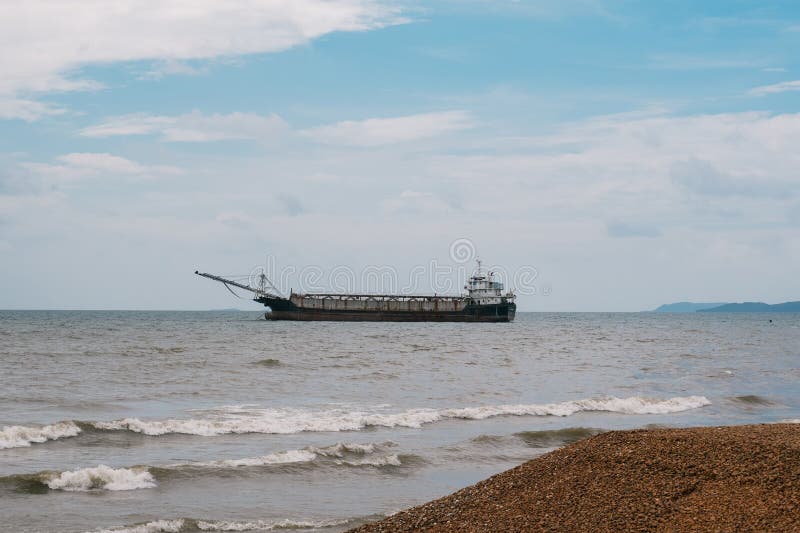 Old Ship on a Beach of Jomtien Stock Image - Image of ruined, ship ...