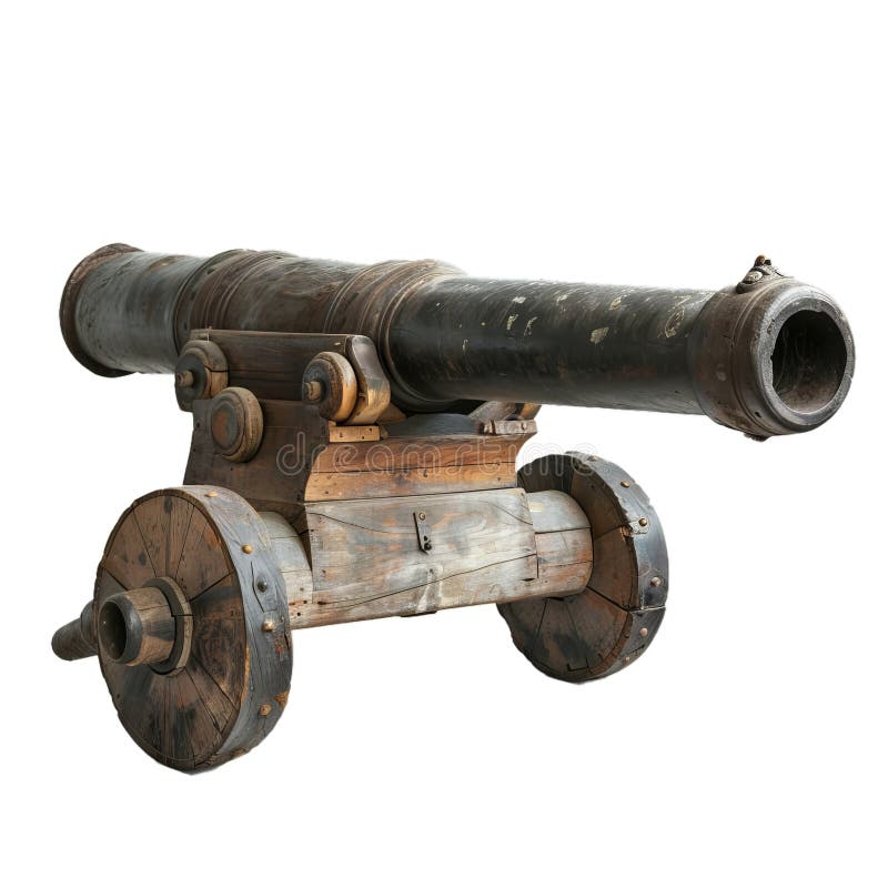 Old Ship Cannon Aiming on White Background Stock Photo - Image of ...