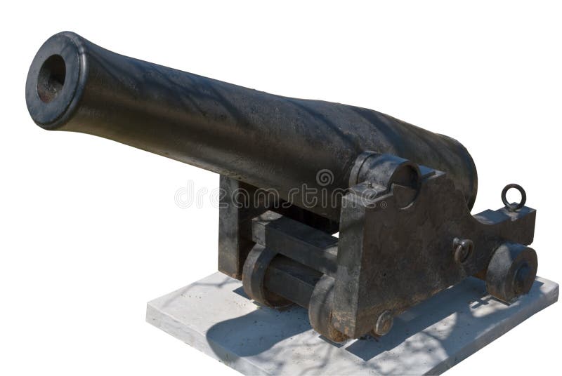 Old Ship Cannon on a White Background Stock Image - Image of power ...