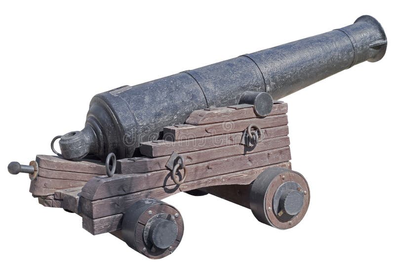 Old Ship Cannon on a White Background Stock Photo - Image of conflict ...
