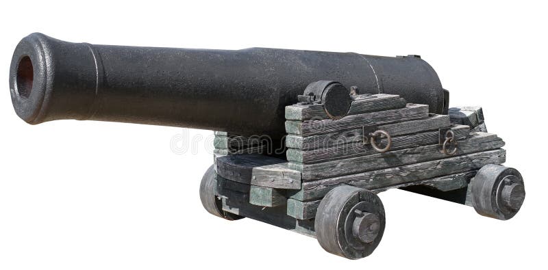 Old Ship Cannon on a White Background Stock Photo - Image of nautical ...