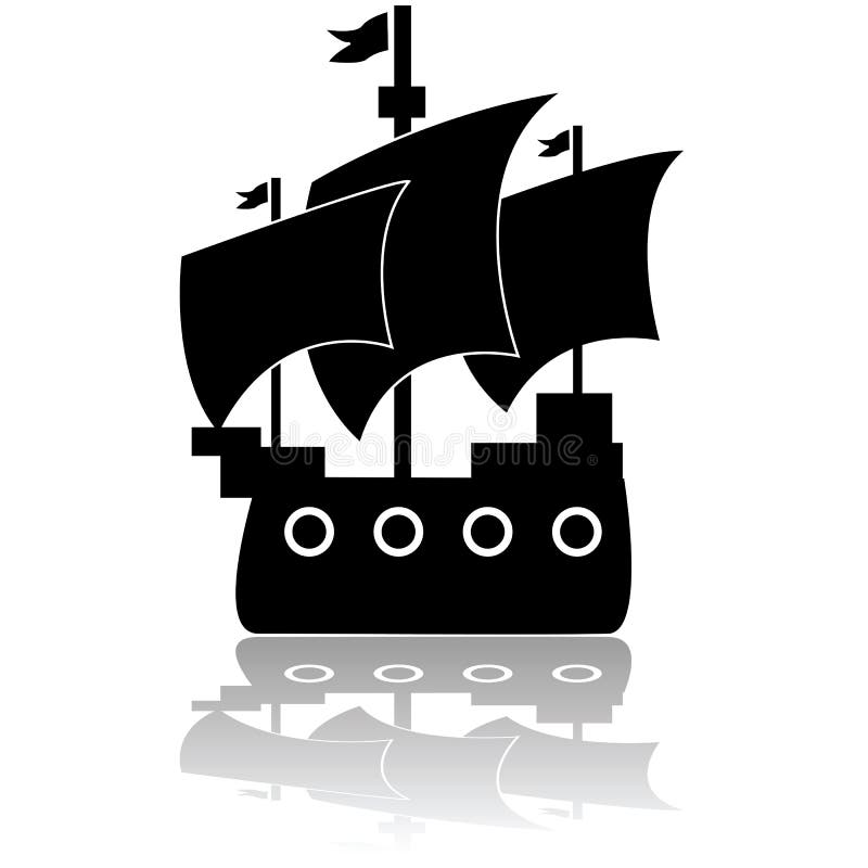 Old ship stock vector. Illustration of graphic, reflection - 41042010