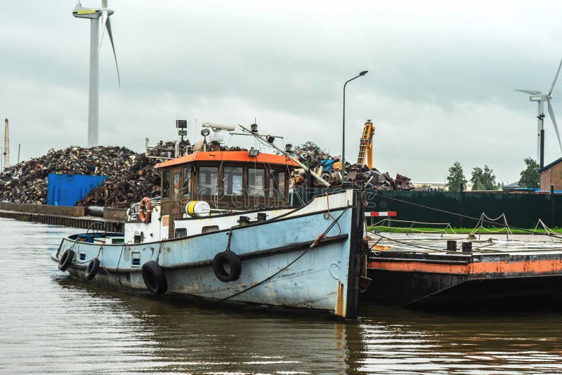Old Ship Moored Near Scrap Metal Dump Stock Image - Image of marina ...