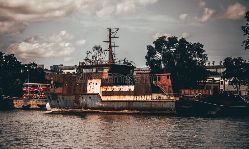 Old Ship Moored at the Port Quay Stock Photo - Image of ship, wharf ...