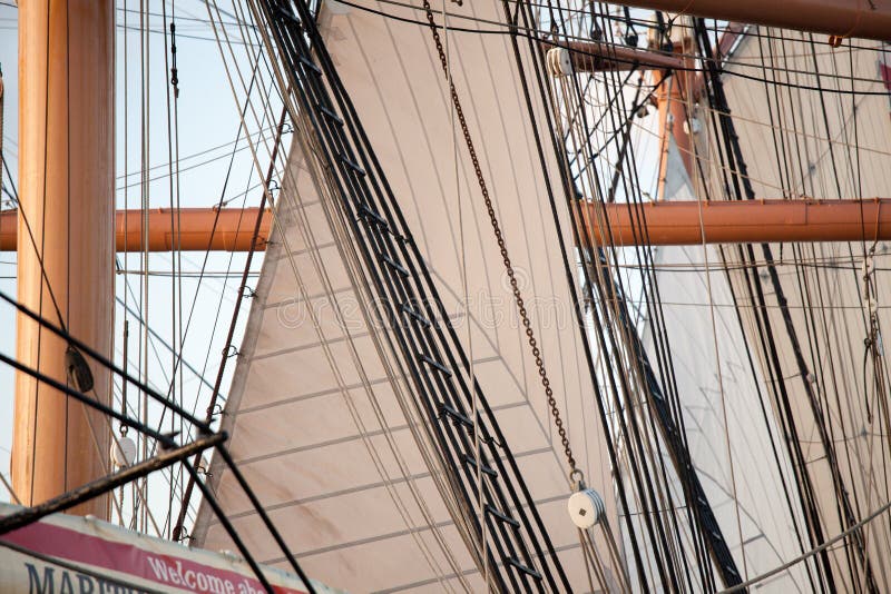 Sailing Vessel Rigging Close Up Stock Photo - Image of medieval, sail ...