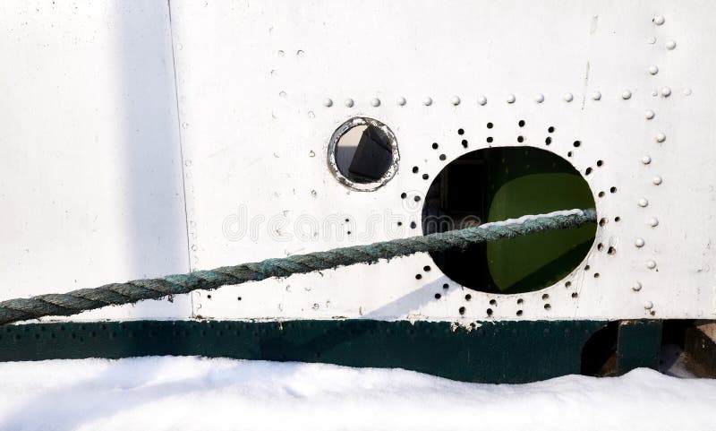 Old Ship Side with Hole and Hawser Stock Photo - Image of maritime ...