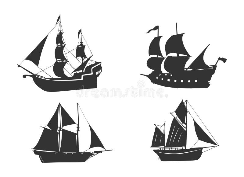 Old Ship Silhouette, Pirate Ship Vector, Ship Silhouette, Sailing Ship Silhouette, Old Ship ...