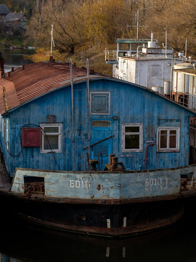 Old Ships at the Pier, Rusty and Empty Barges Stock Photo - Image of ...