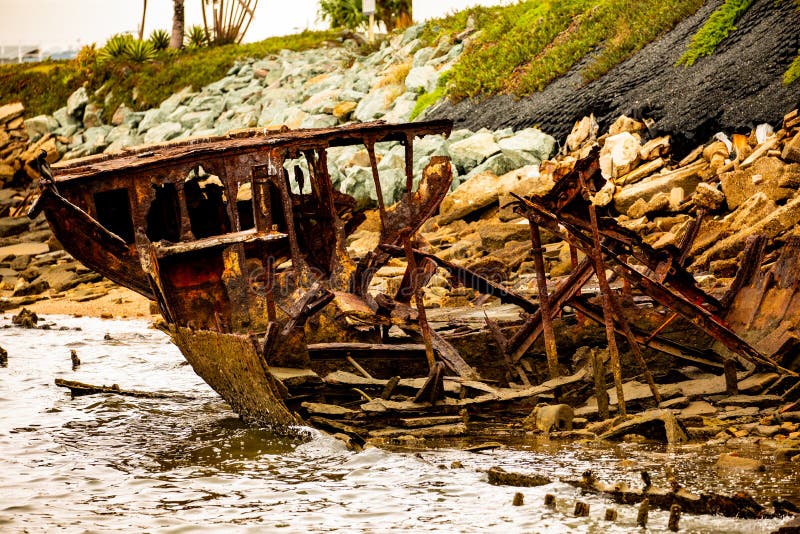 An Old Shipwreck stock image. Image of beached, rust - 178482309