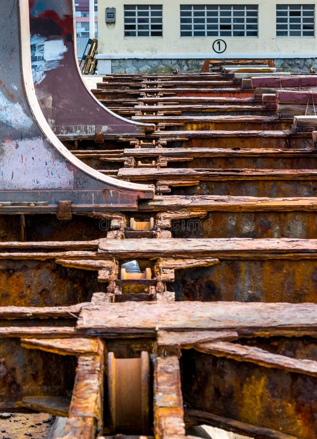 Old shipyard ramp disused stock image. Image of machine - 53664349