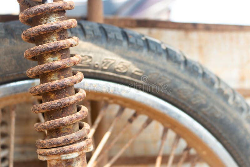 Old Shock Absorbers of Motorcycle Stock Photo - Image of danger, shock ...
