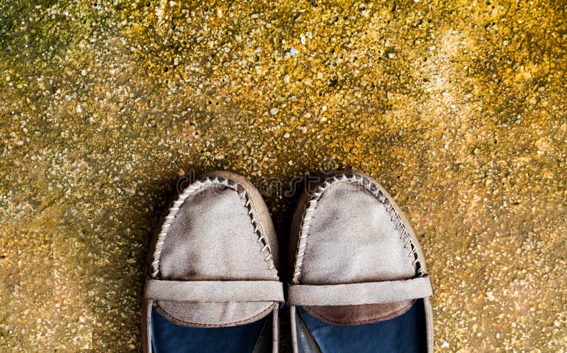 Old Shoes on Cement Background Stock Image - Image of travel ...
