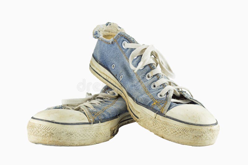 Old Shoes Isolated on White Background Stock Photo - Image of canvas ...