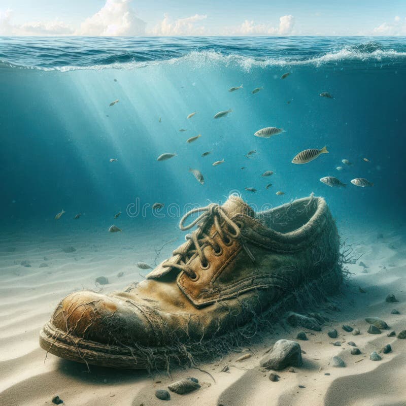 Old Shoes Lie on the Seabed among the Fish. Stock Photo - Image of ...