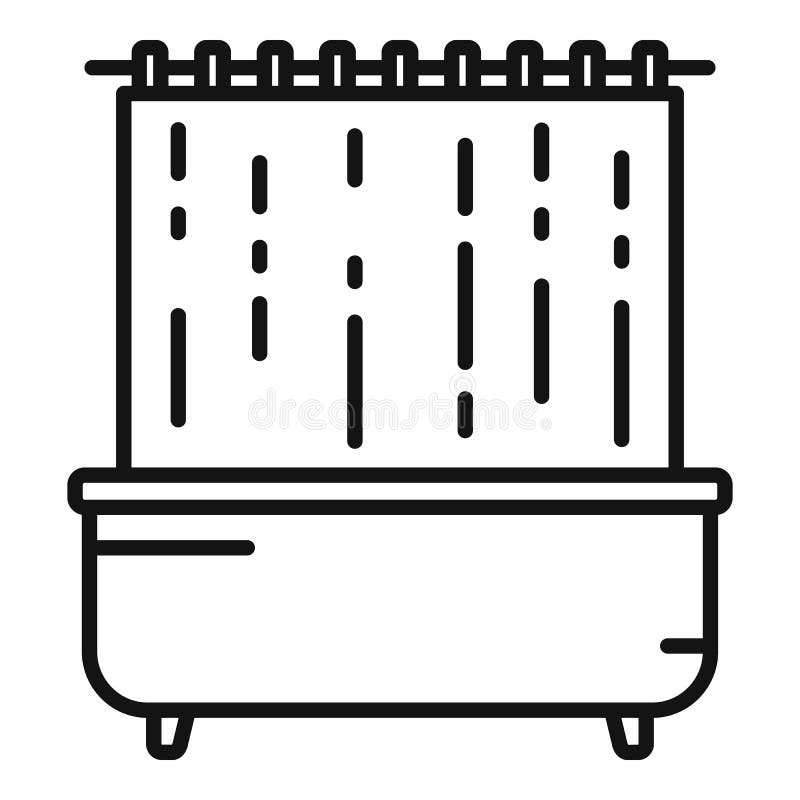 Old Shower Curtain Icon Outline Vector Bathroom Tub Stock Vector