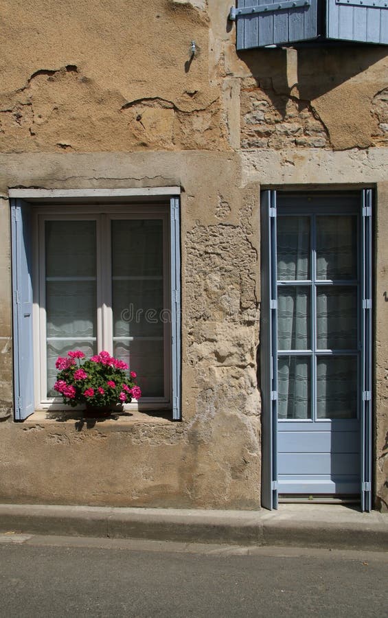 Old Shuttered Windows and Old Stonework, France Stock Image - Image of ...