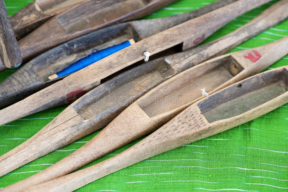 Old shuttle loom. stock photo. Image of yarn, woven, machine - 61963250