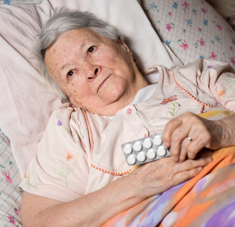 Old gray-haired sick woman stock photo. Image of indoors - 100793226