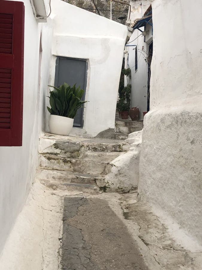 Old Side Alley in Authentic Athens in Greece Stock Image - Image of ...