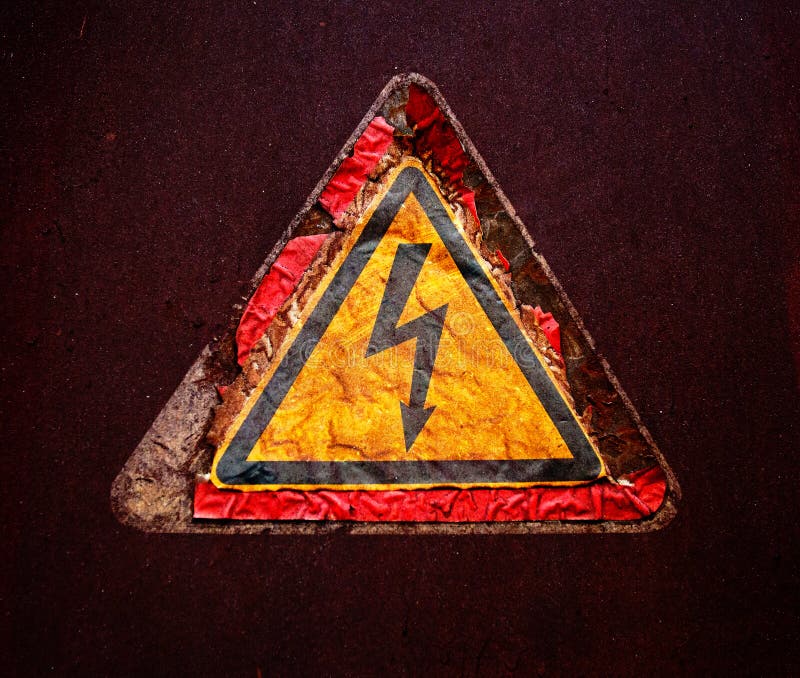 Old Sign of High Voltage on Rusty Metal Surface Stock Photo - Image of ...