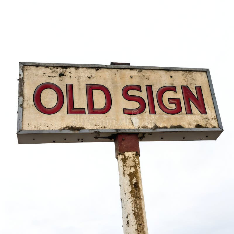 Old Sign Isolated on White Background Stock Illustration - Illustration ...
