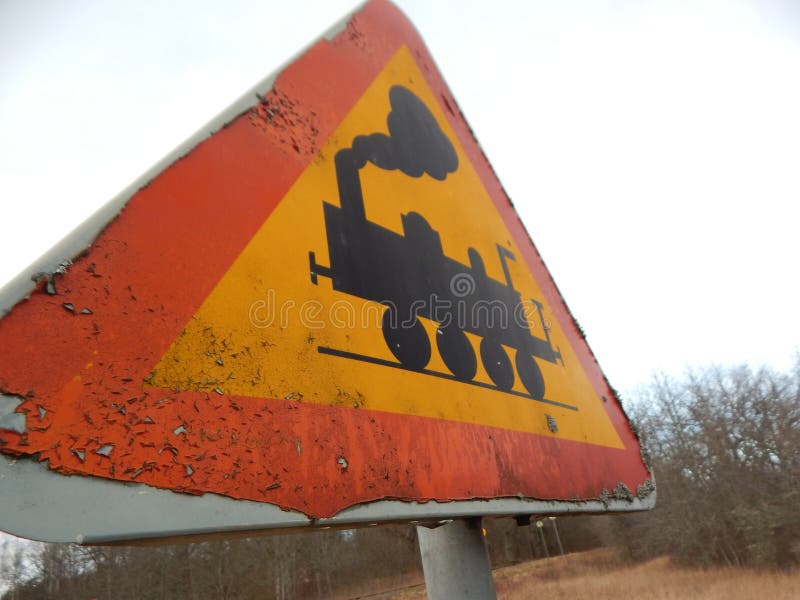 Old Sign at the Level Crossing in Sweden Stock Image - Image of number ...
