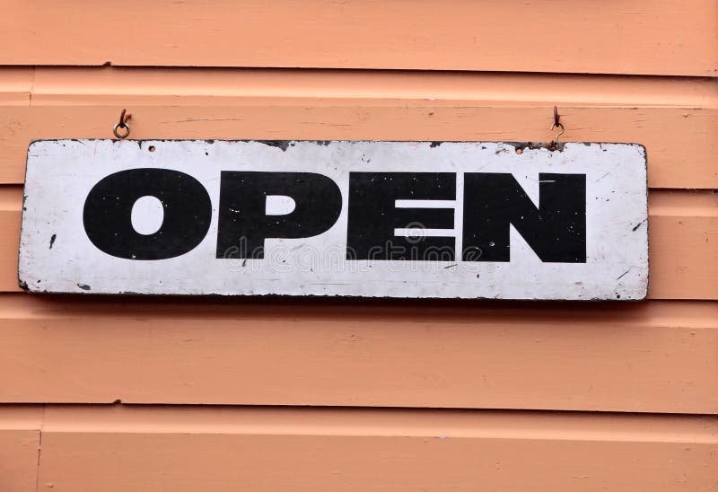 Old sign open stock image. Image of wooden, beige, hangers - 22318055