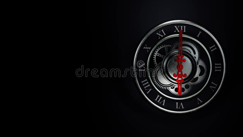 Old Silver Analog Clock with Roman Numerals and Spinning Minute and ...