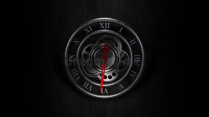 Old Silver Analog Clock with Roman Numerals and Spinning Minute and Hour Hands in Loop Animation ...