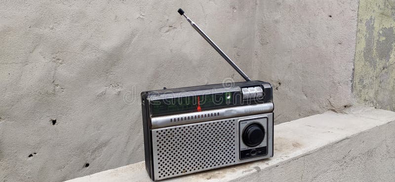 An Old Silver Black Radio that is Broken Stock Photo - Image of retro ...