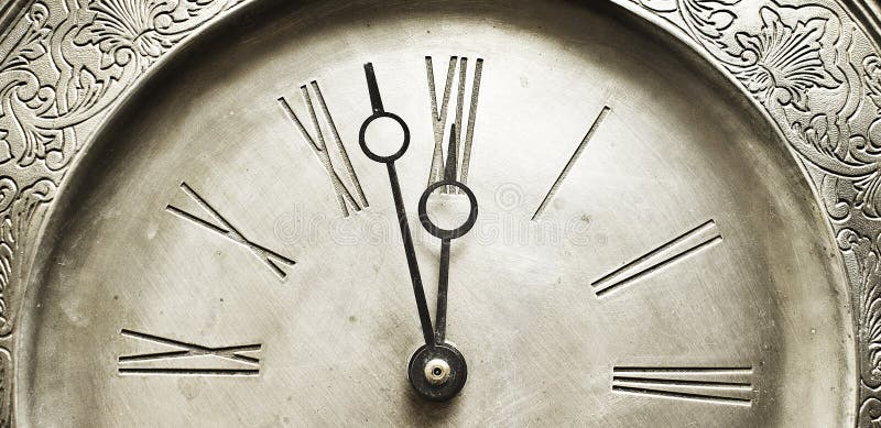 Old Silver Clock with Roman Numbers Indicating it S about Time. Stock ...