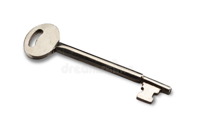 Old Silver Mortice Lock Key on White Stock Photo - Image of antique ...