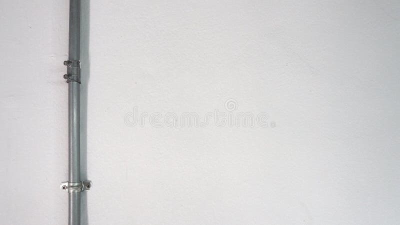Old Silver Steel Pipe and White Texture Wall. Stock Image - Image of ...